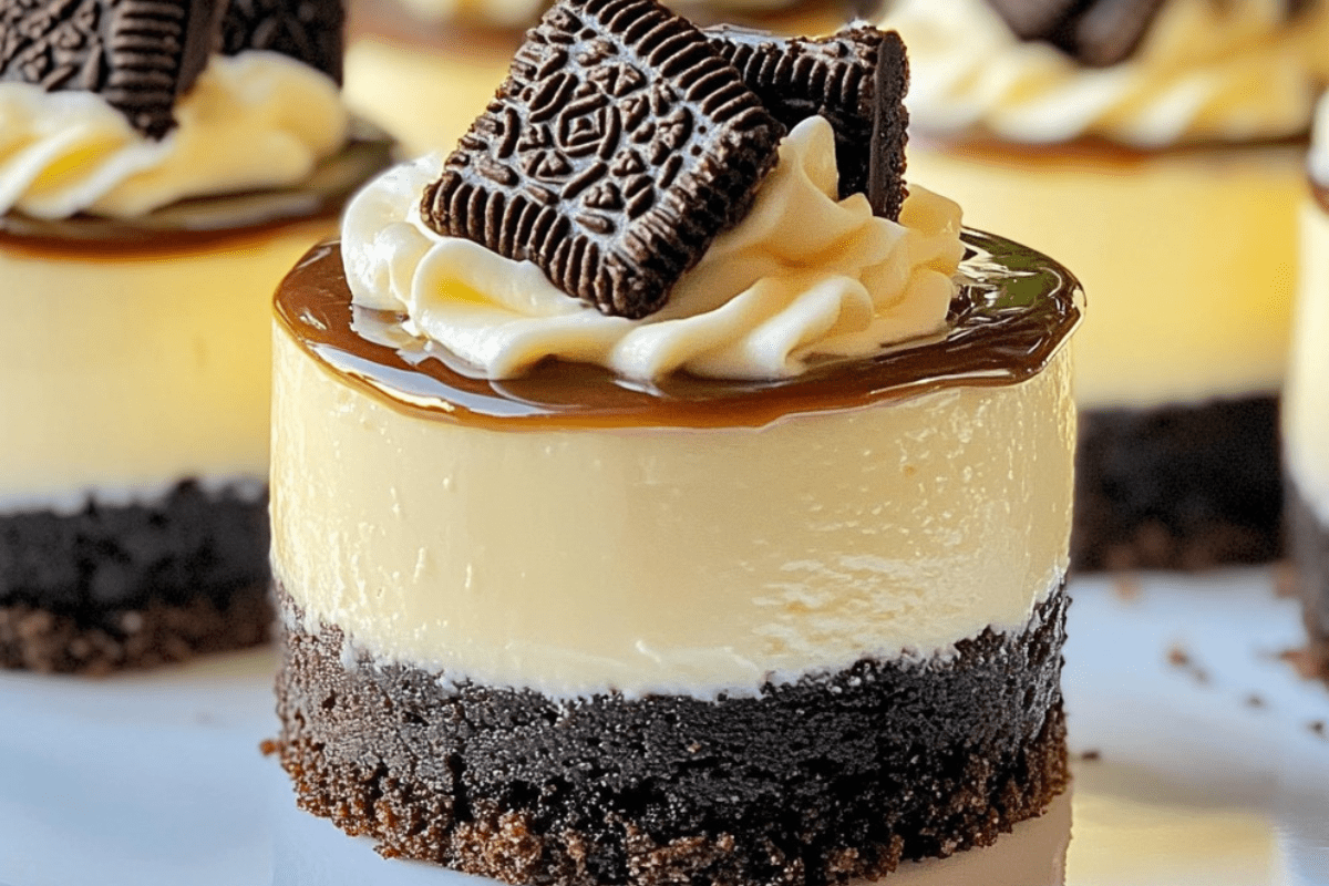 Irresistible White Chocolate Oreo Mini Cheesecakes with Ganache