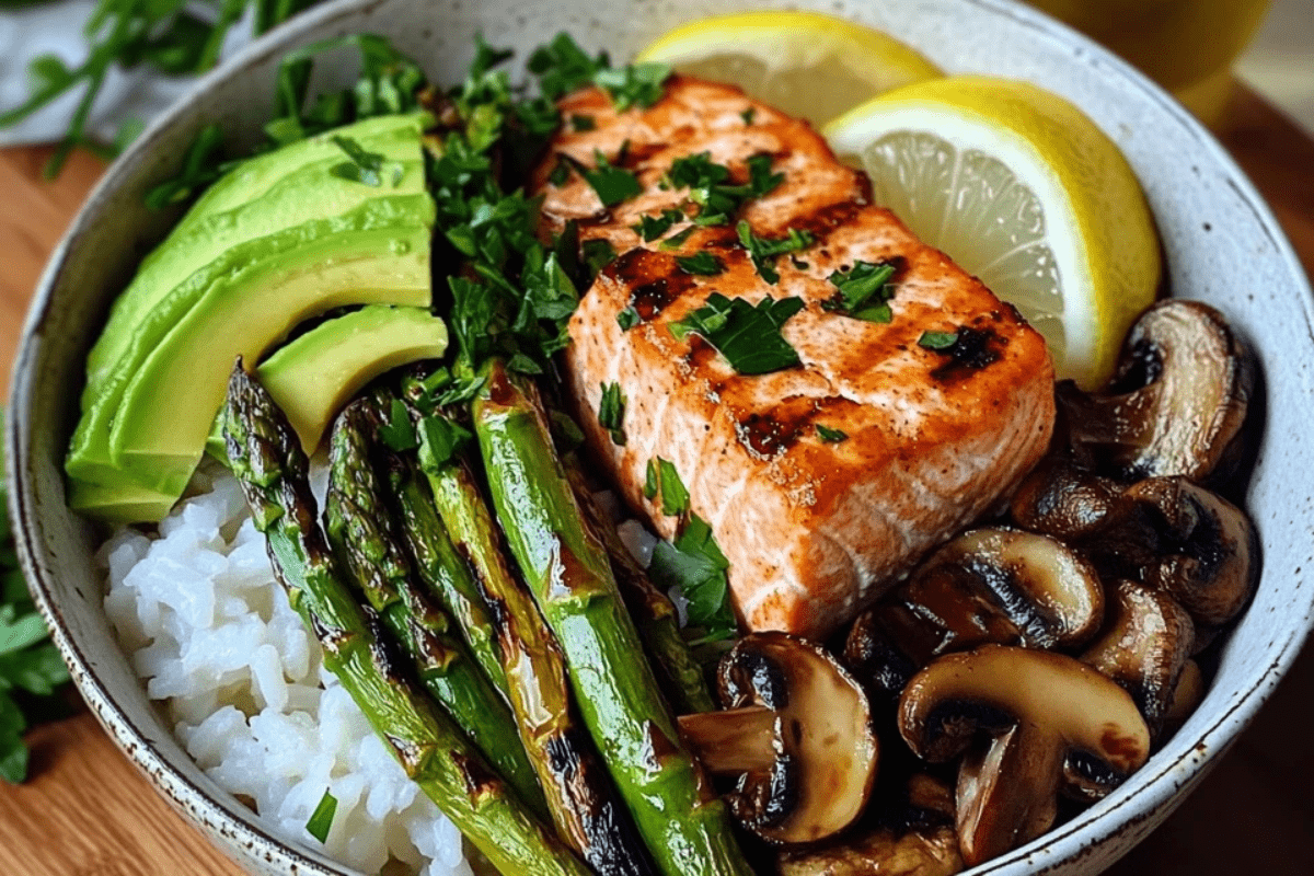Salmon Power Bowl with Avocado & Asparagus