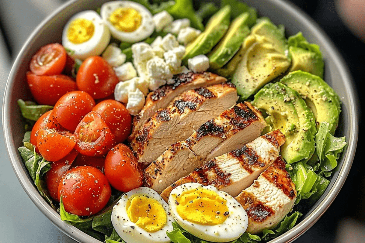 Classic Cobb Salad Bowl with Grilled Chicken & Soft-Boiled Eggs